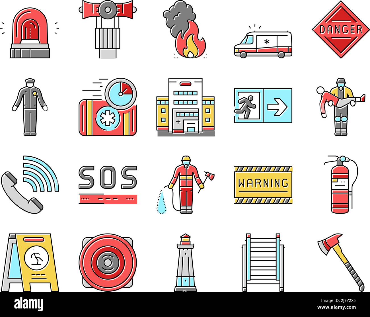 Emergency Helping In Accident Icons Set Vector Stock Vector Image & Art ...