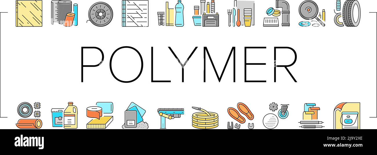 Polymer Material Industry Goods Icons Set Vector Stock Vector Image ...
