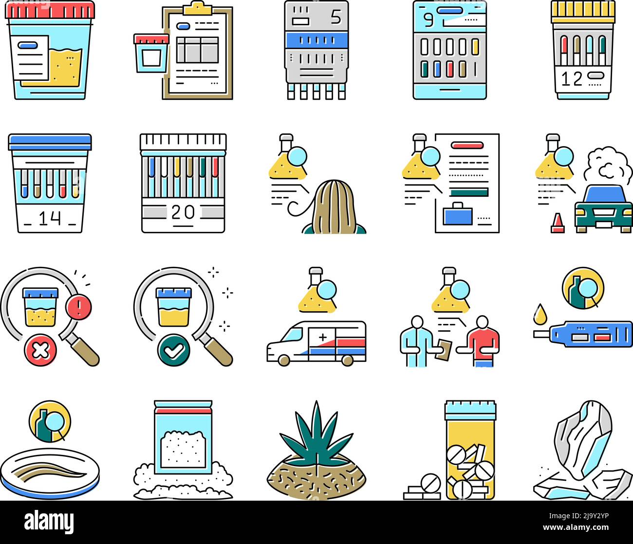 Drug Test Examination Device Icons Set Vector Stock Vector Image & Art ...