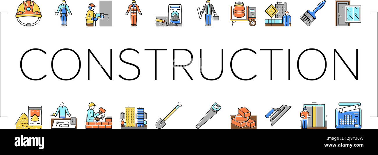 Construction Building And Repair Icons Set Vector Stock Vector Image ...