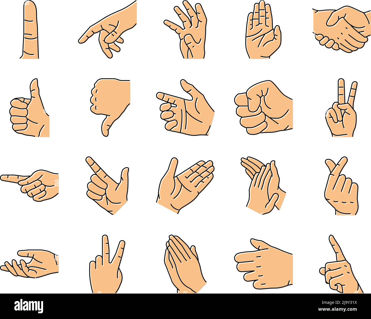 Hand Gesture And Gesticulate Icons Set Vector Stock Vector Image & Art ...