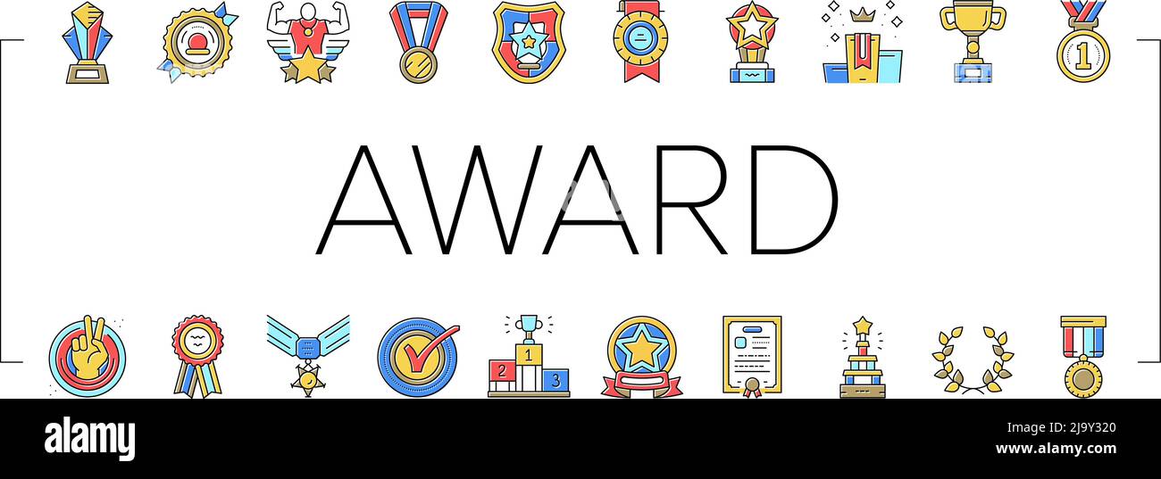 Award For Winner In Championship Icons Set Vector Stock Vector Image ...