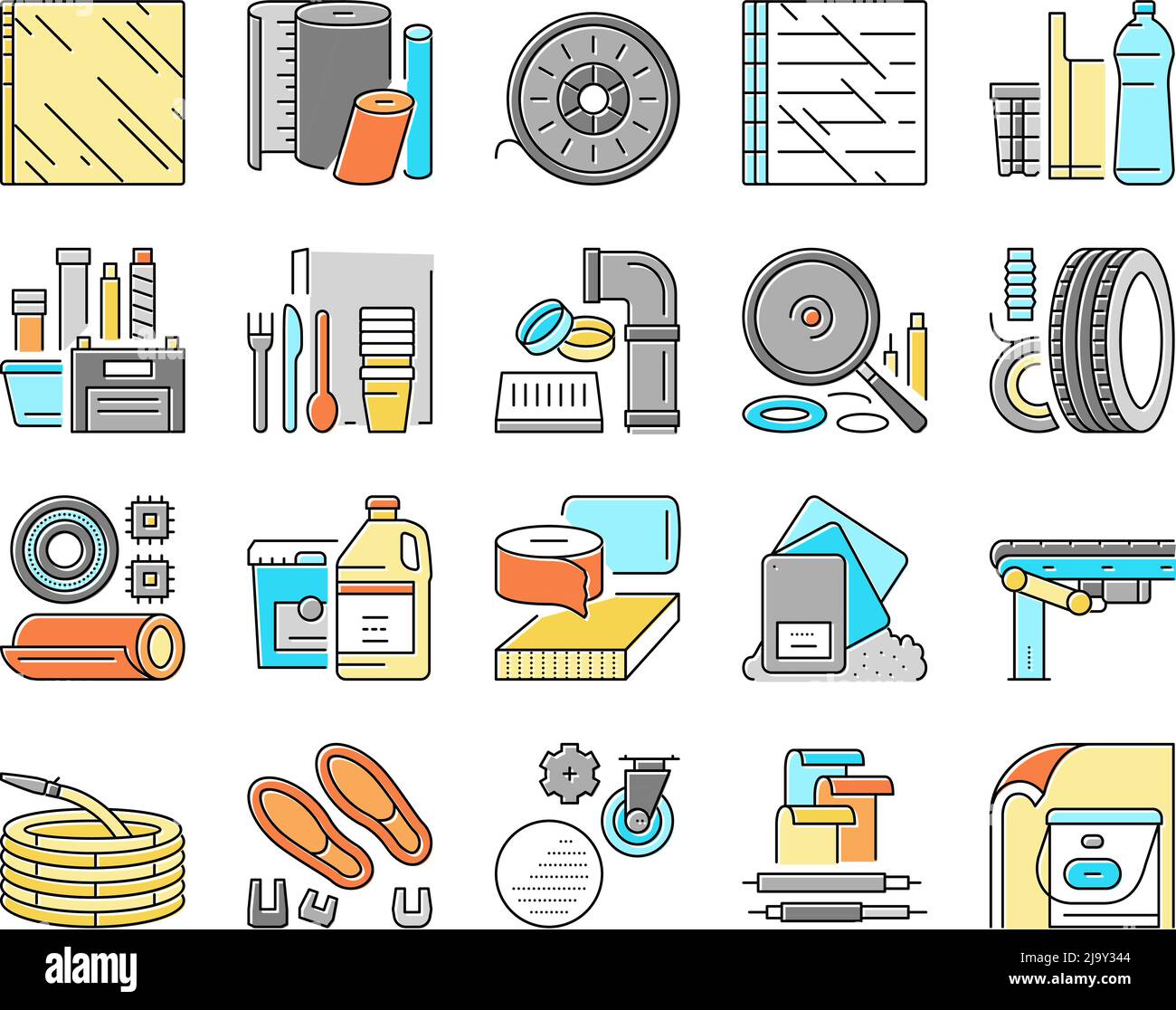 Polymer Material Industry Goods Icons Set Vector Stock Vector Image ...
