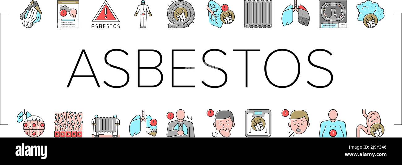 Asbestos Material And Problem Icons Set Vector Stock Vector Image & Art ...