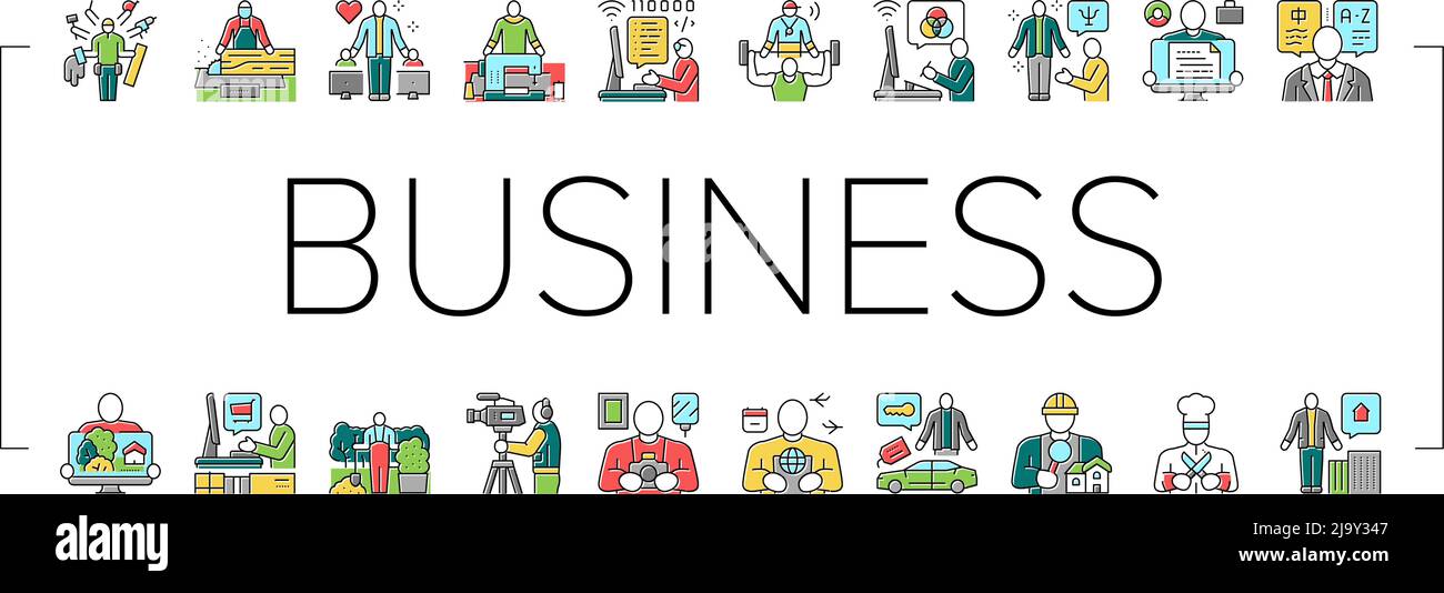 Small Business Worker Occupation Icons Set Vector Stock Vector Image ...