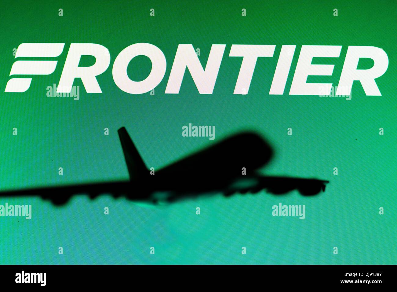 In this photo illustration, the Frontier Airlines logo seen in the ...