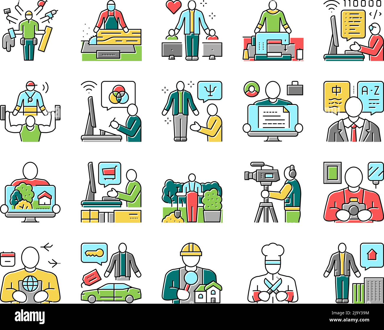 Small Business Worker Occupation Icons Set Vector Stock Vector Image ...