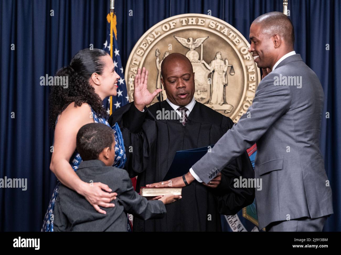 New York, NY - May 25, 2022: Judge Kevin Bryant presides on Antonio ...