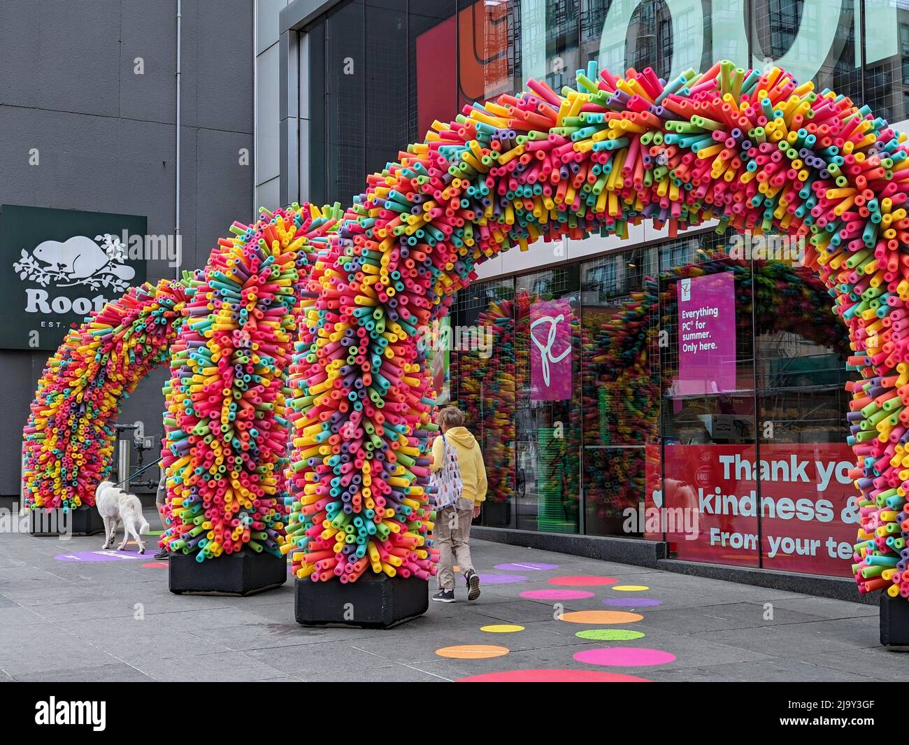 Toronto - Colorful pop art arch made of recycled pool noodles in front ...