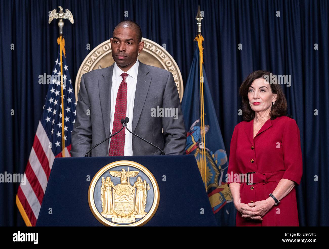 New York, USA. 25th May, 2022. Antonio Delgado speaks during swearing ...