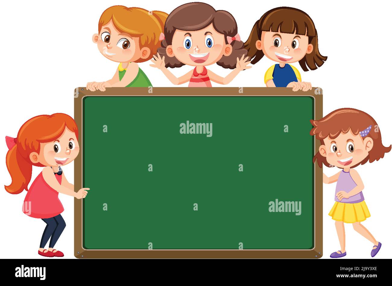 Cute children with empty chalkboard isolated illustration Stock Vector ...