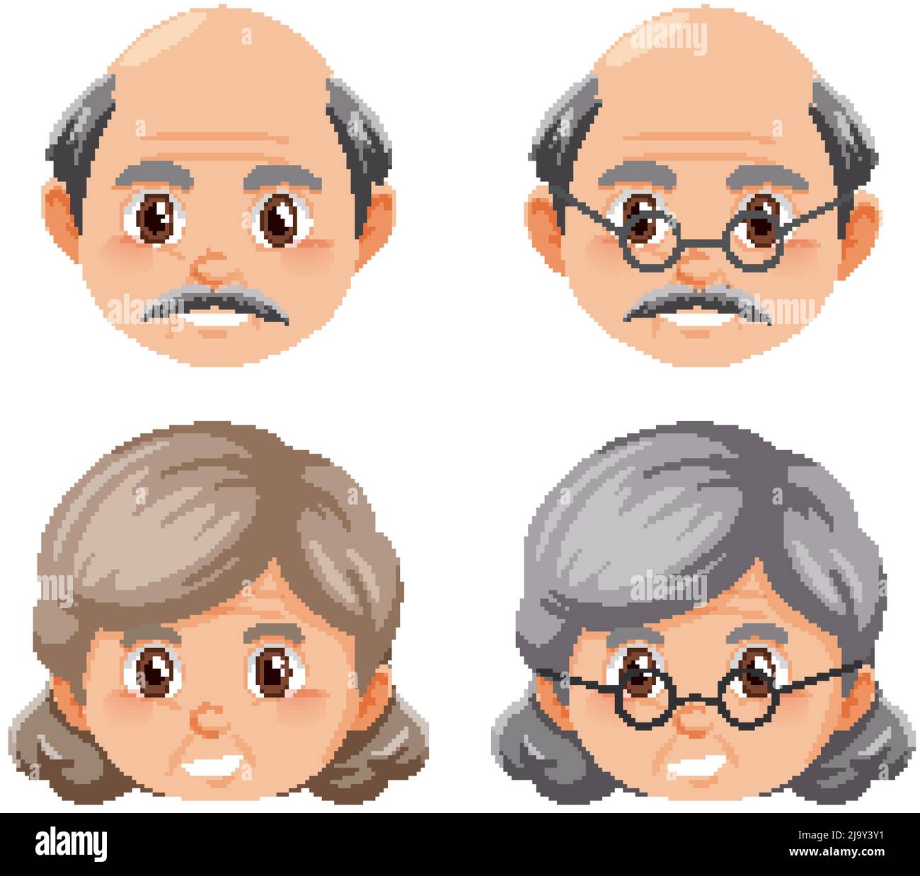 Set of many elderly faces illustration Stock Vector Image & Art - Alamy