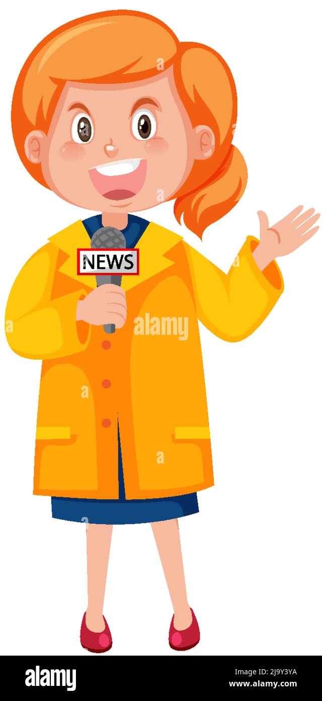 Female news reporter cartoon character illustration Stock Vector Image ...