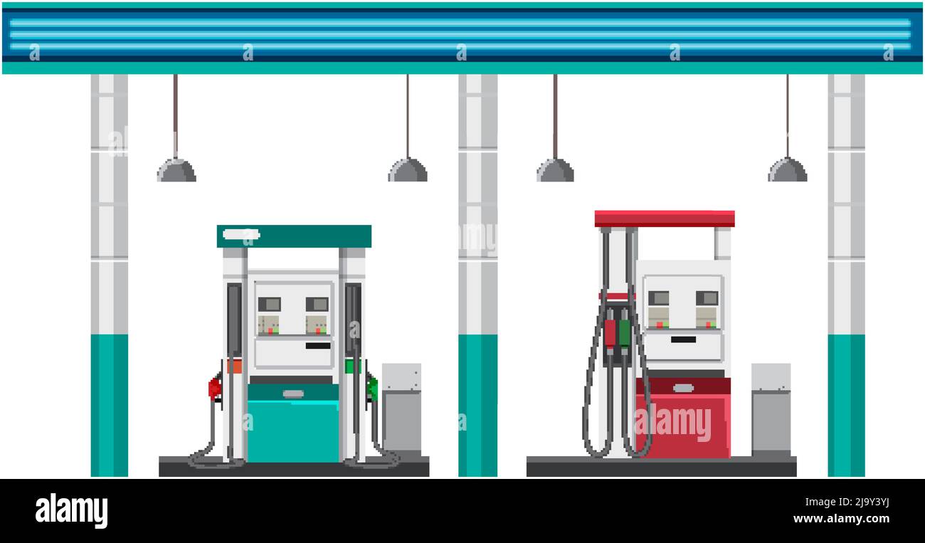 Gas station with petrol pump illustration Stock Vector Image & Art - Alamy