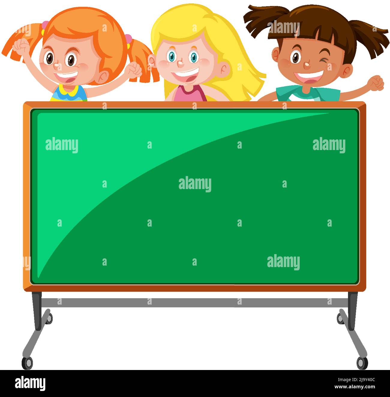 Cute children with empty chalkboard isolated illustration Stock Vector ...