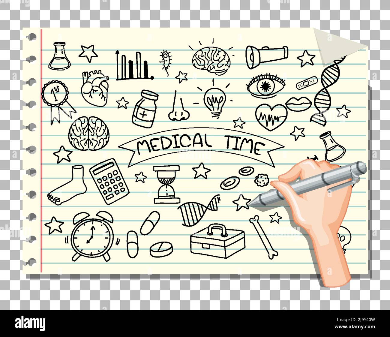Hand drawn doodle of medical icons illustration Stock Vector Image ...