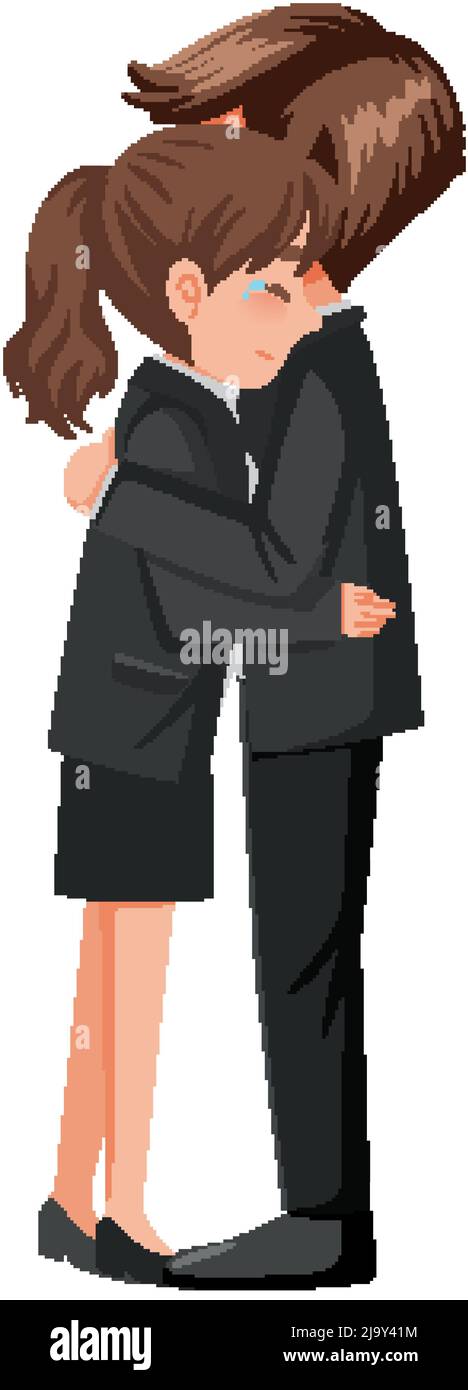 A couple in mourning clothes and crying illustration Stock Vector Image ...