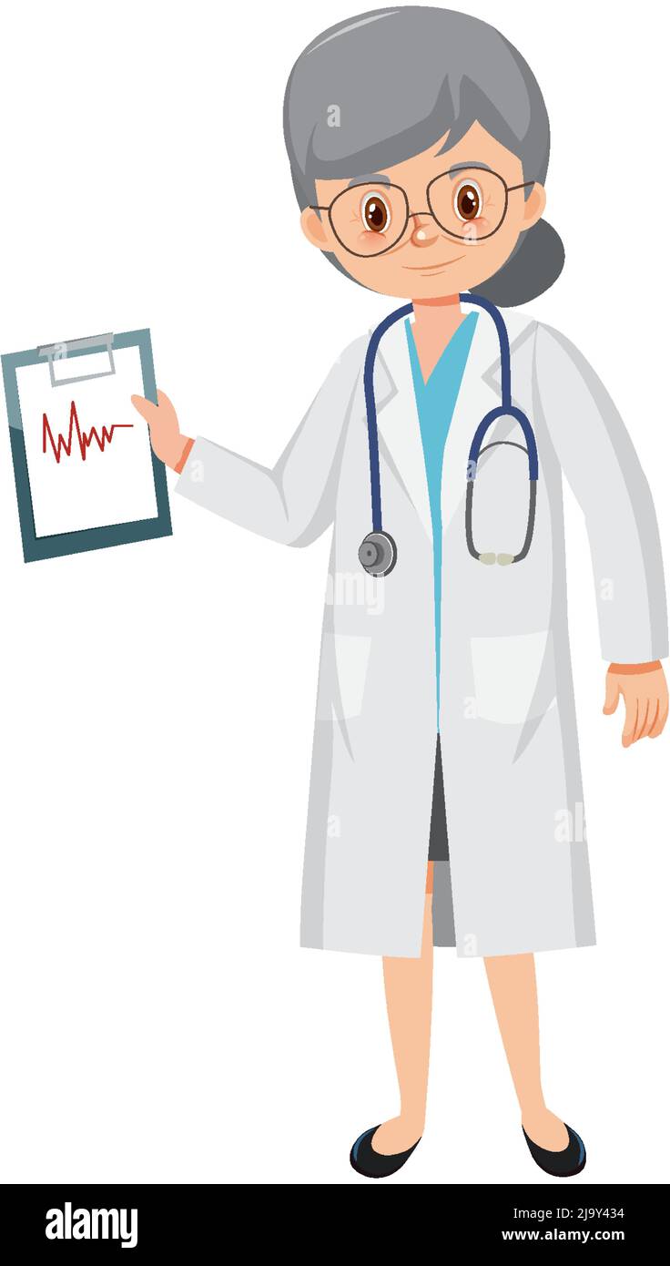 Female doctor in white gown illustration Stock Vector Image & Art - Alamy