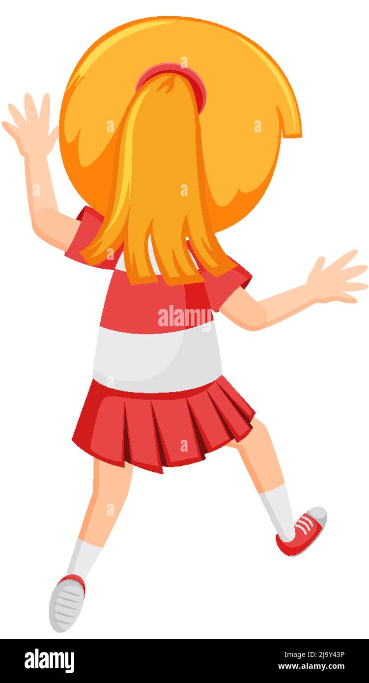 Back of a little girl cartoon character illustration Stock Vector Image ...