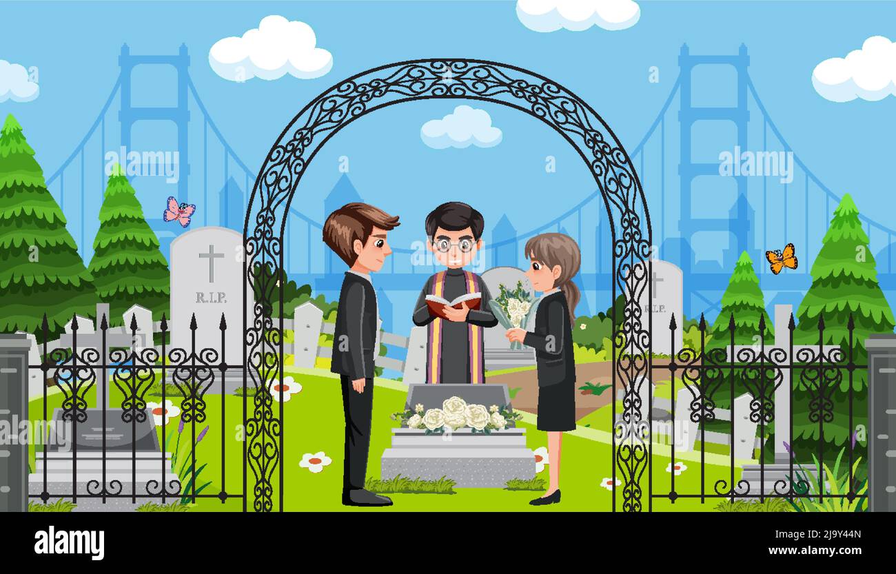 Funeral ceremony in Christian religion illustration Stock Vector Image ...
