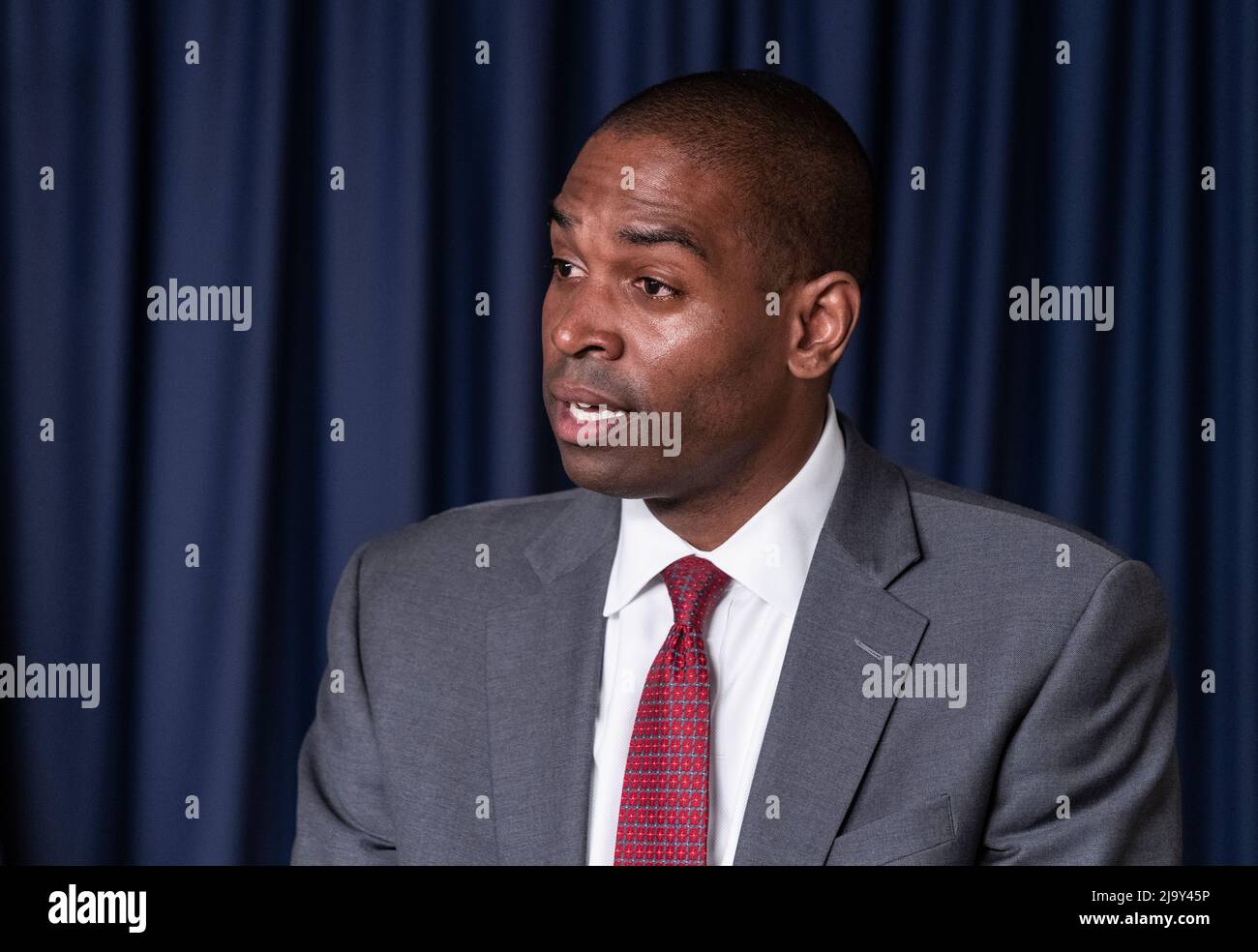 New York, NY - May 25, 2022: Antonio Delgado speaks during swearing in ...