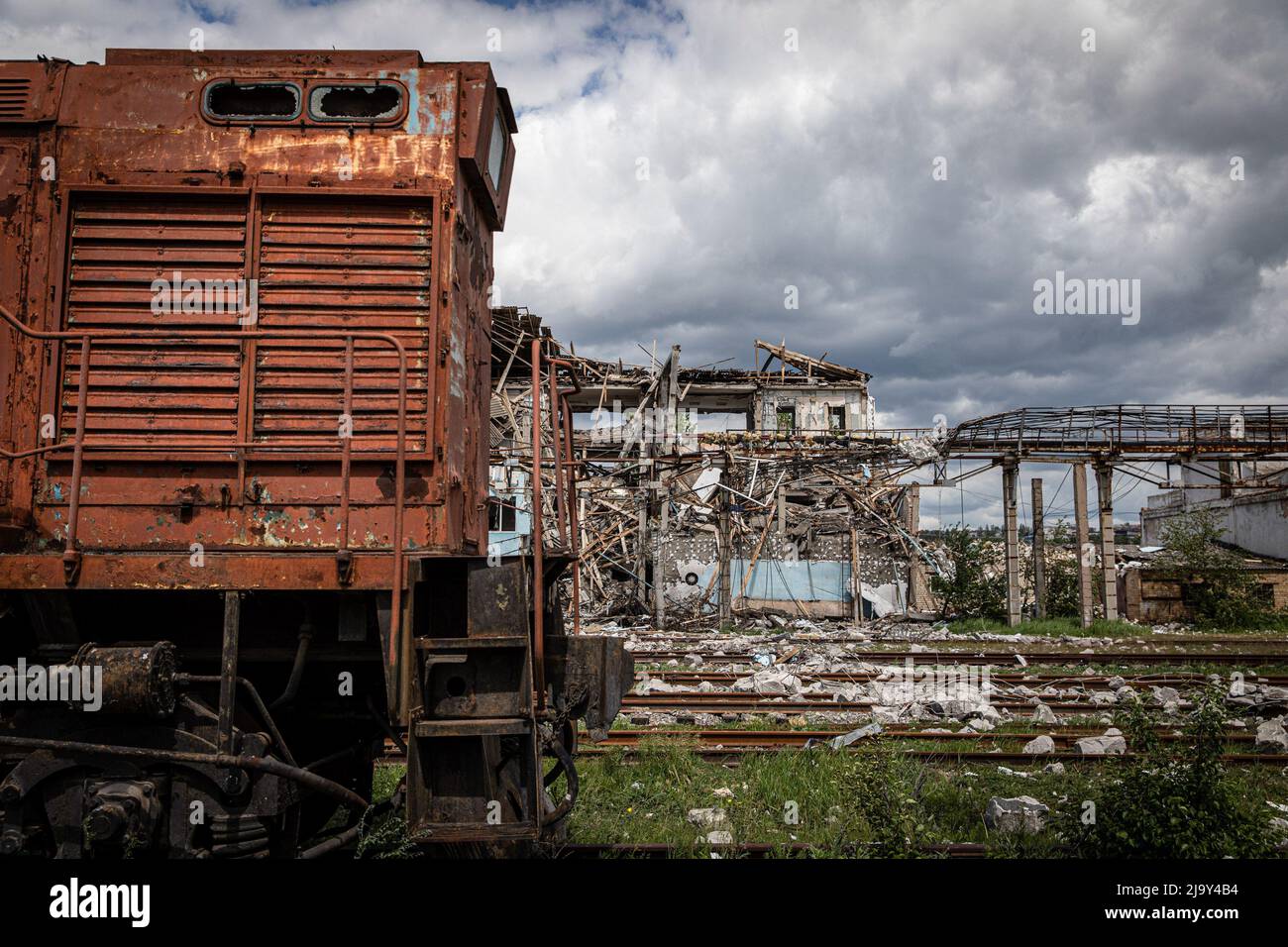 Soledar, Ukraine. 22nd May, 2022. The ruins of the salt mine caused by ...