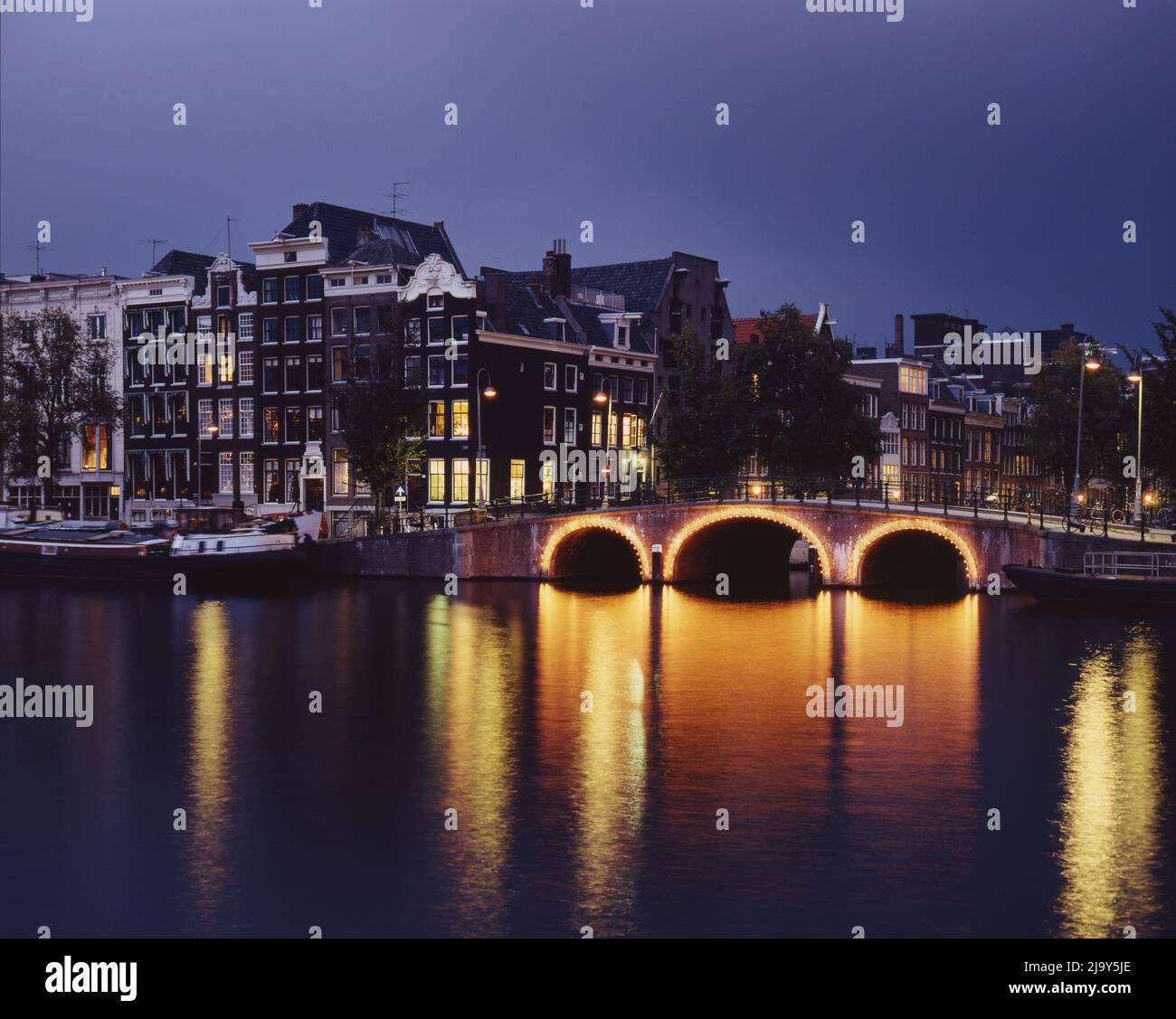 Night view of arched bridge in Netherlands Stock Photo - Alamy