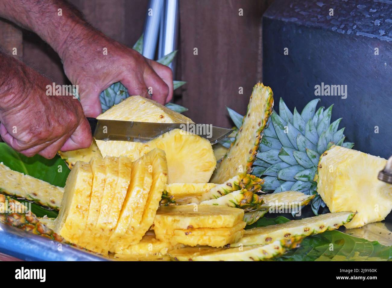 Fresh pineapple fruit sliced hi-res stock photography and images - Alamy