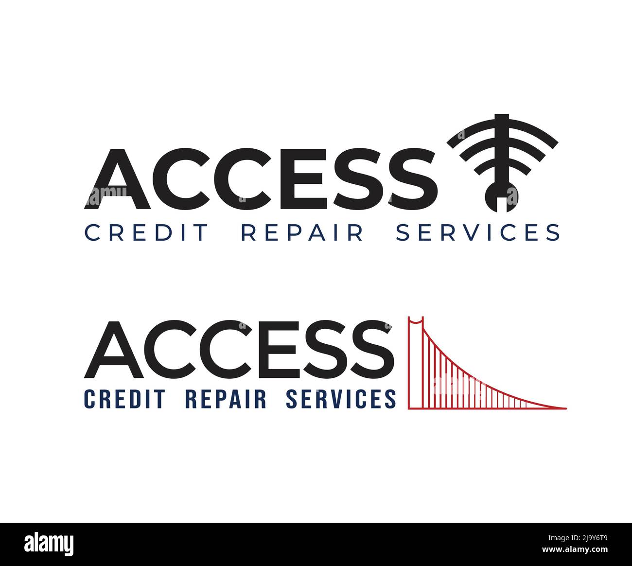 Unique corporate design Access Credit Repair Services logo. red half ...
