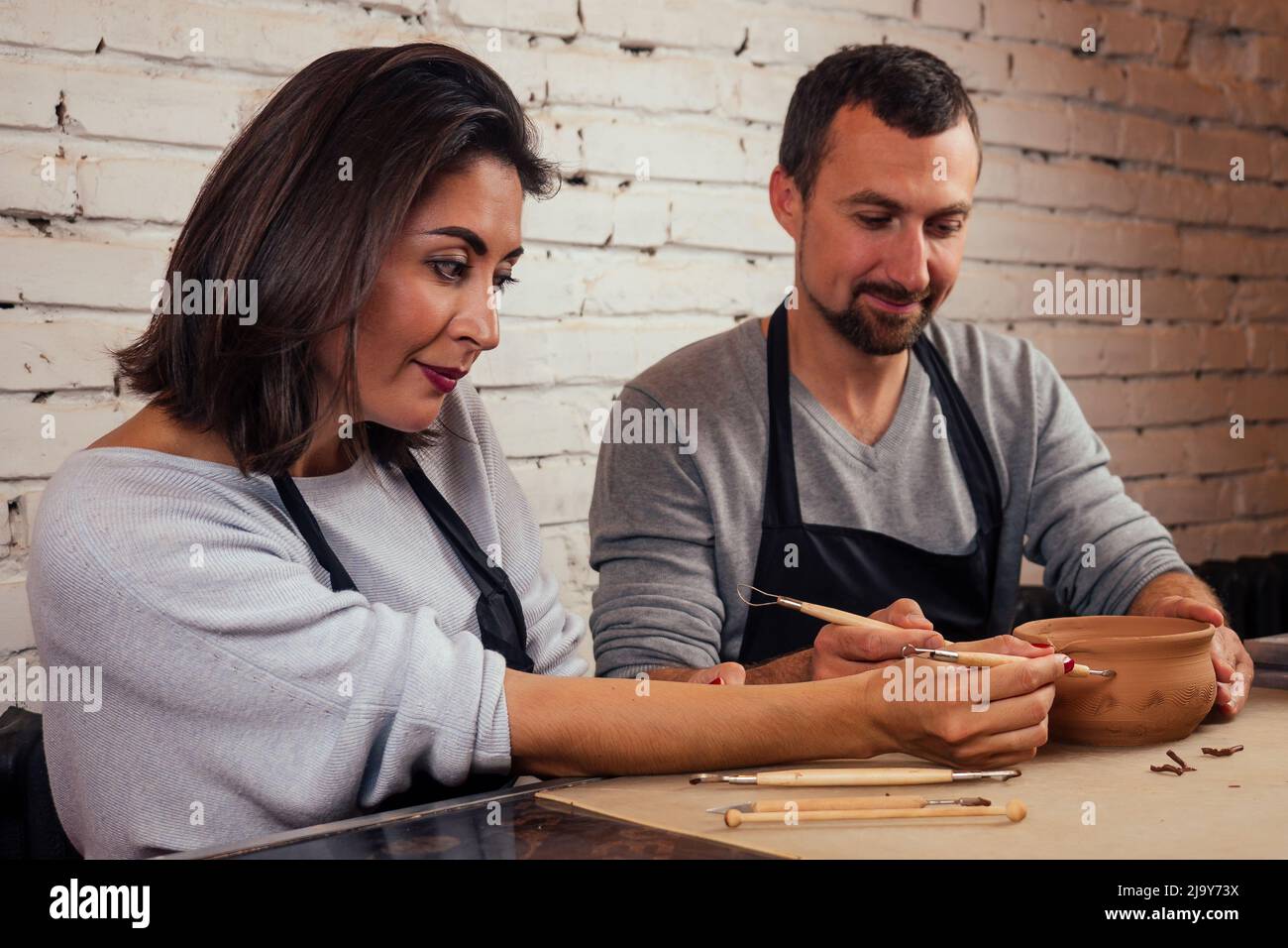 happy family on a creative joint vacation. romantic couple in love ...