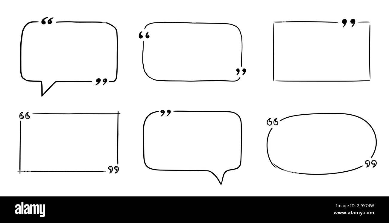 Quote box sketch, text frame set. Hand drawn scribble doodle style ...