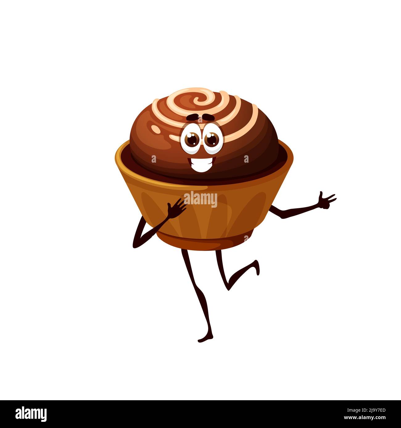 Cartoon chocolate praline candy character. Isolated vector cheerful ...