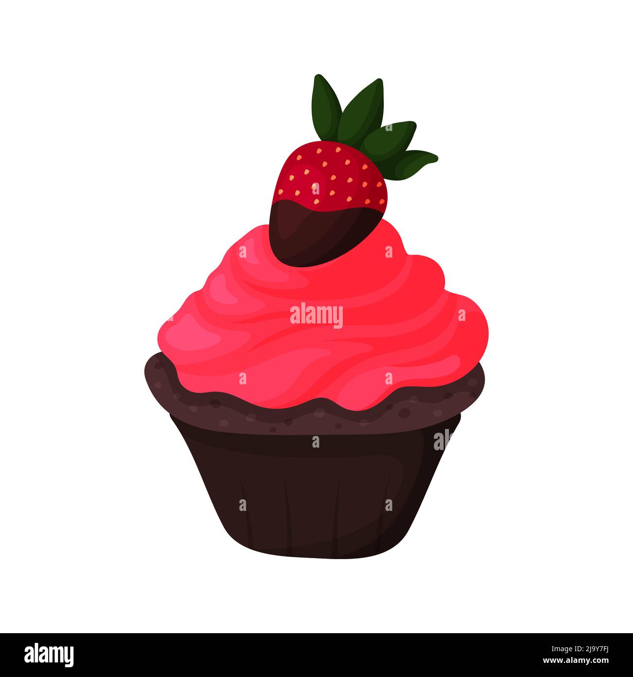 Pretty flat cupcake. Design sketch element for menu cafe, bistro ...