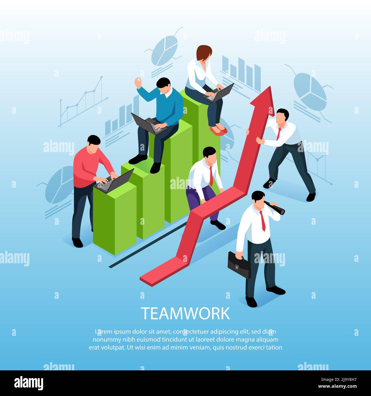 Teamwork efficient collaboration symbols isometric composition with ...