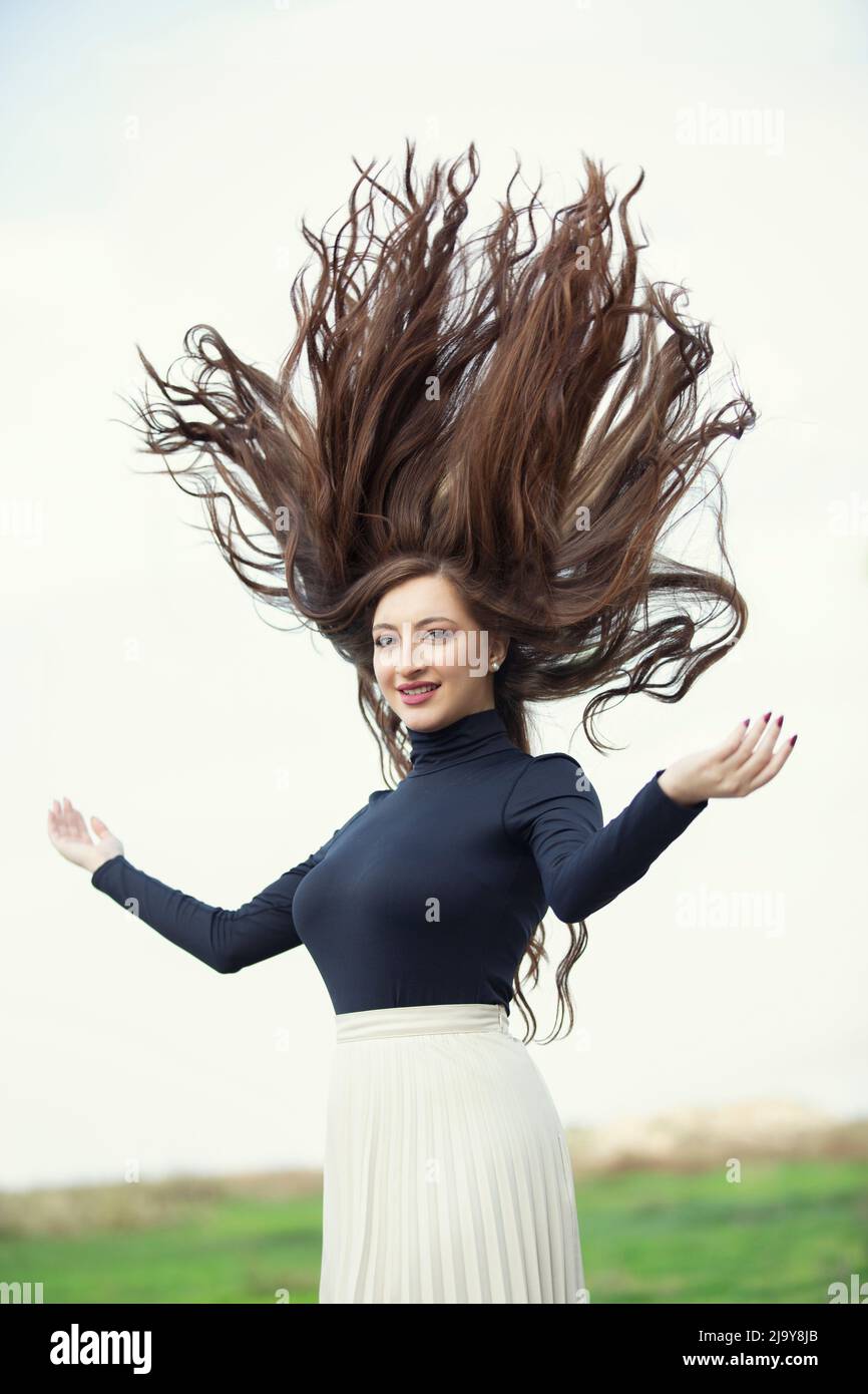 Hair flying up hi-res stock photography and images - Alamy
