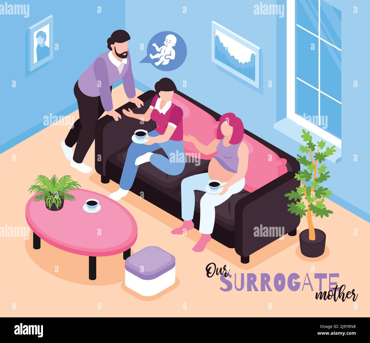 Isometric surrogacy isometric composition with domestic view of room ...