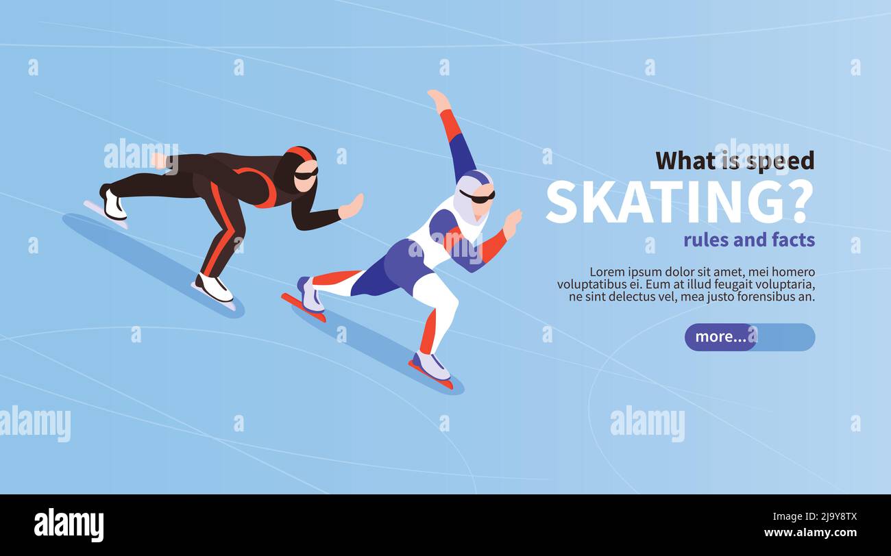 Speed skating winter sport isometric landing page horizontal background ...