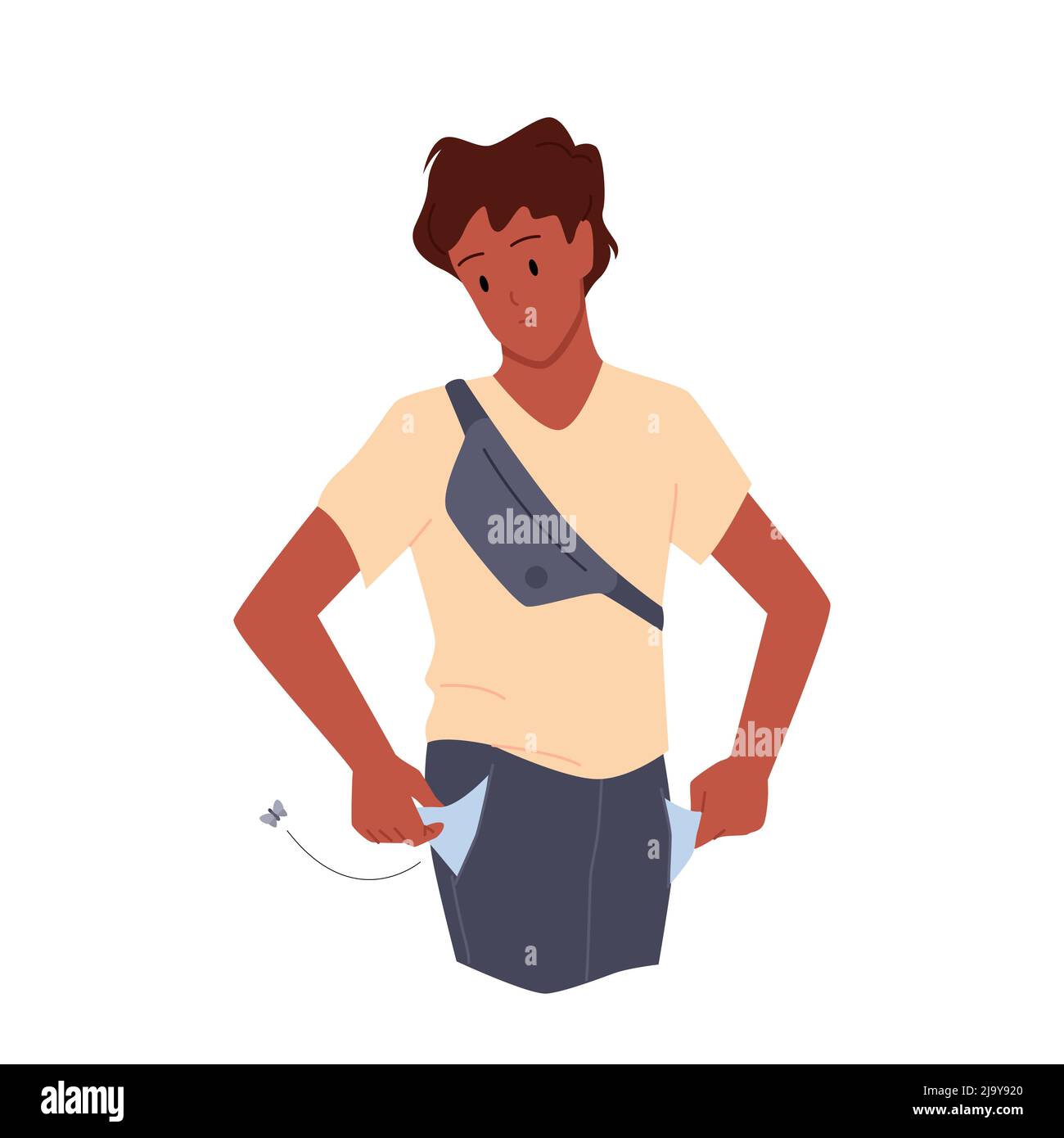 Upset man showing empty pockets Stock Vector Images - Alamy