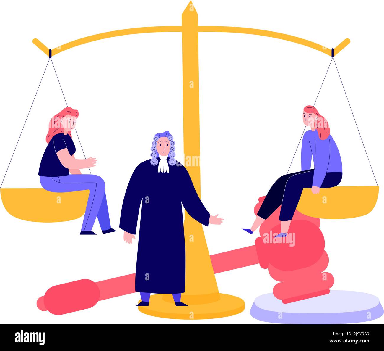 Lawyer justice law composition with doodle characters of judge and ...