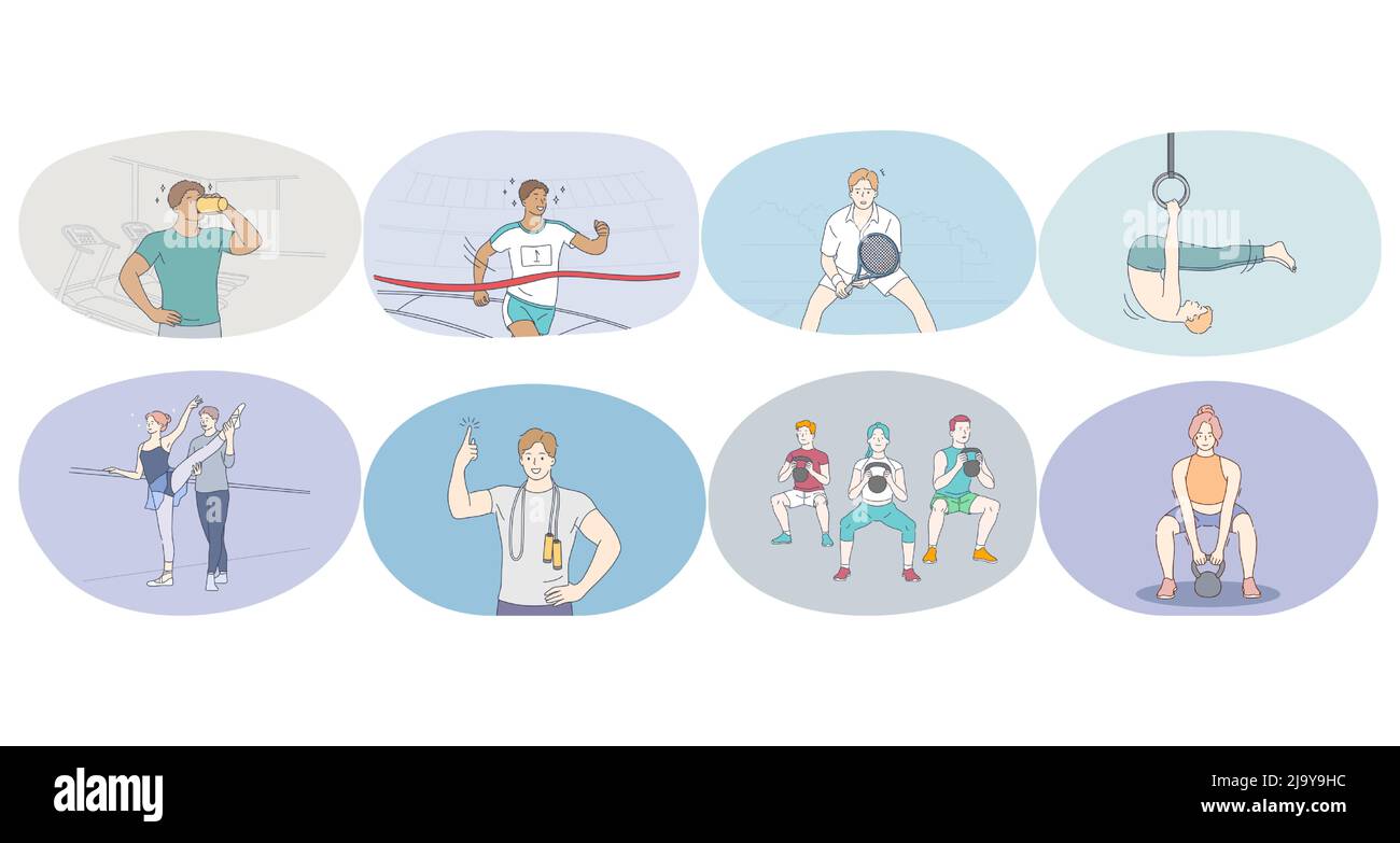 Professional sport, workout, training concept. Young people athletes ...