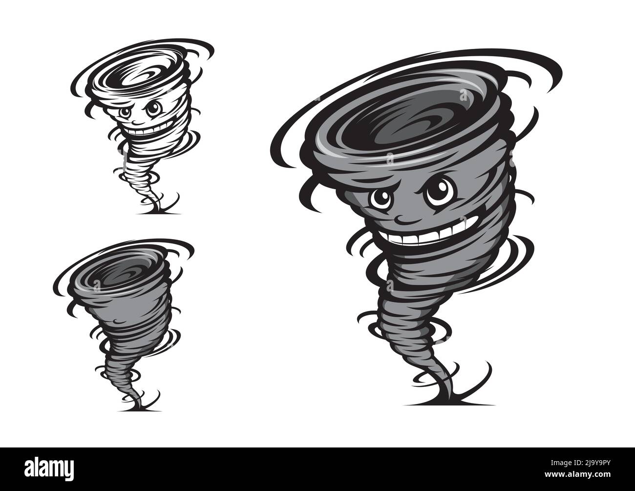 Cartoon tornado mascot, storm cyclone character, vector hurricane ...