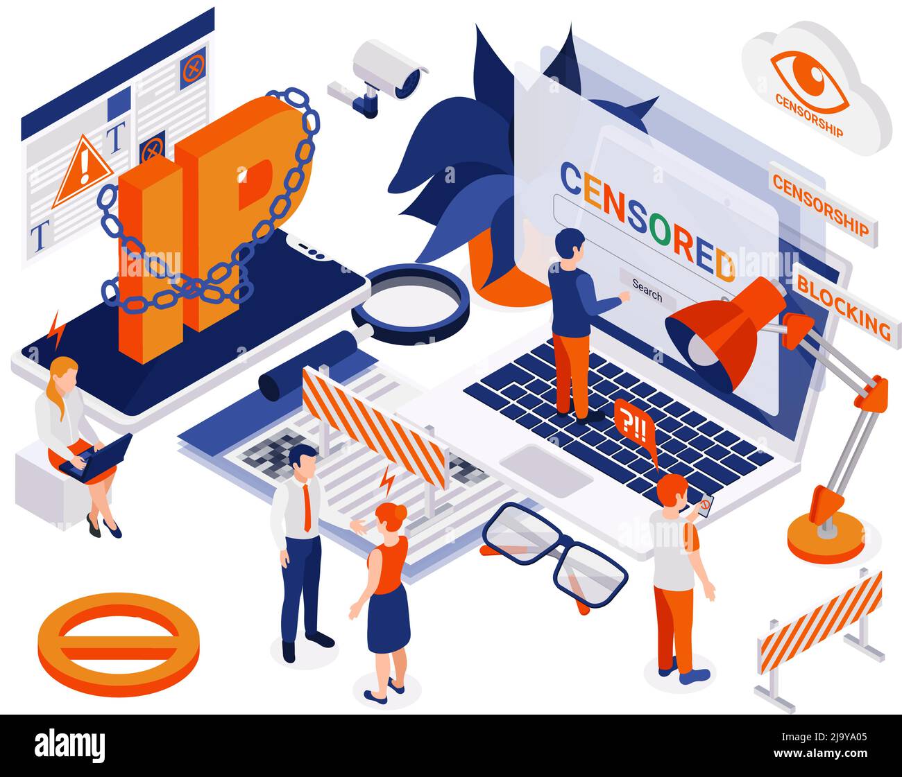 Internet technical censorship methods isometric composition with ip blocking key words filtering ...