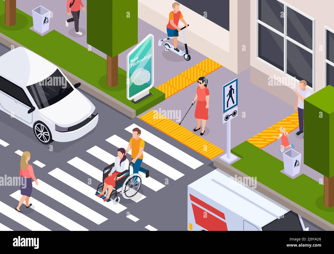 Tactile pedestrian crossing Stock Vector Images - Alamy