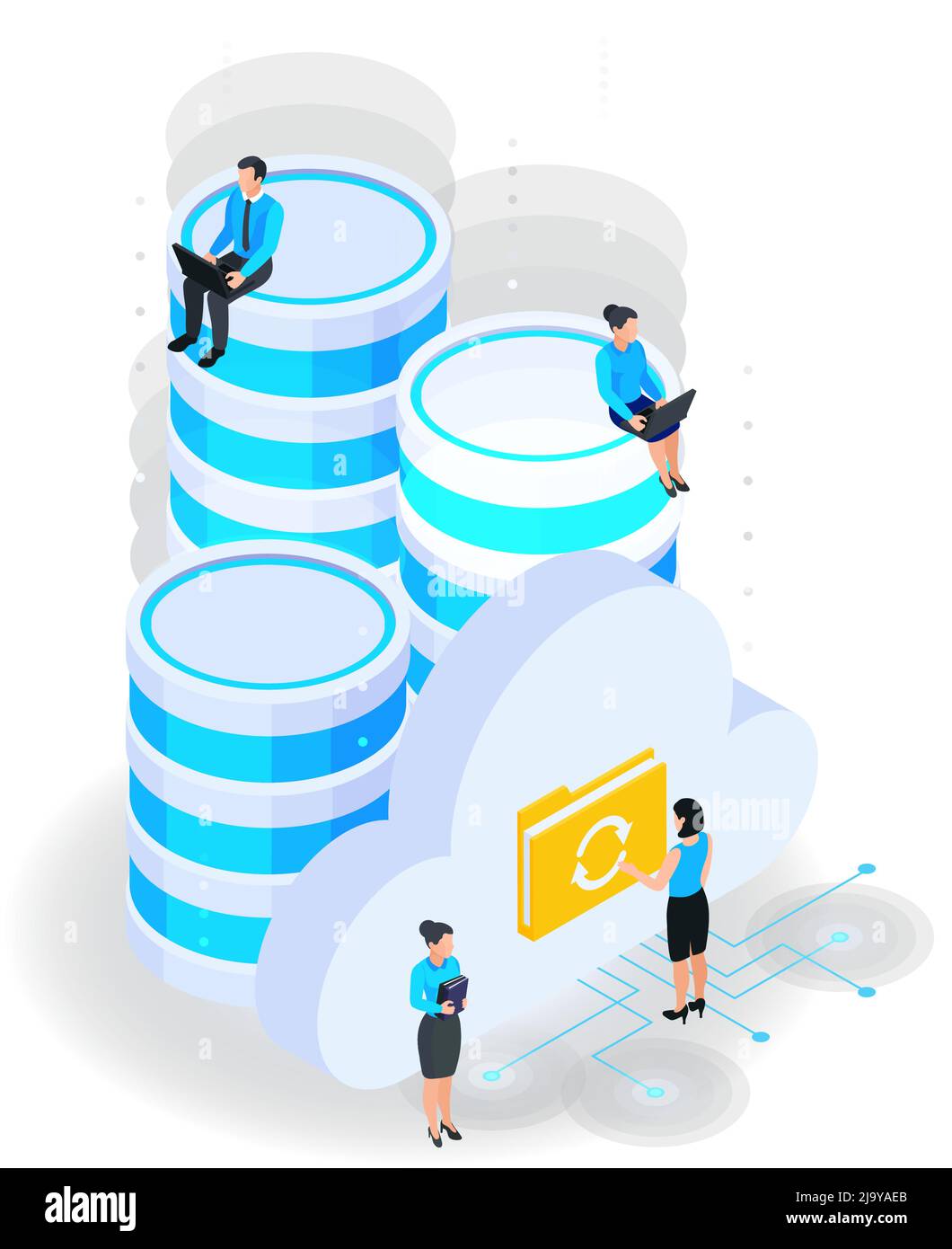 Cloud services isometric composition with icons of server capsules with ...