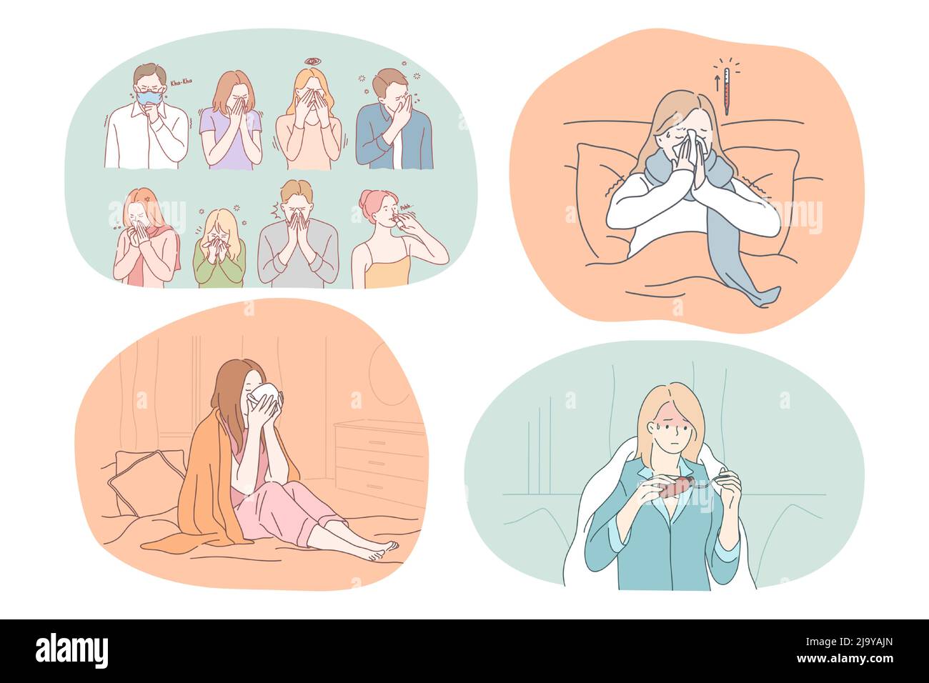 Cold, flu, virus, sick, illness, fever, sickness, infection concept ...