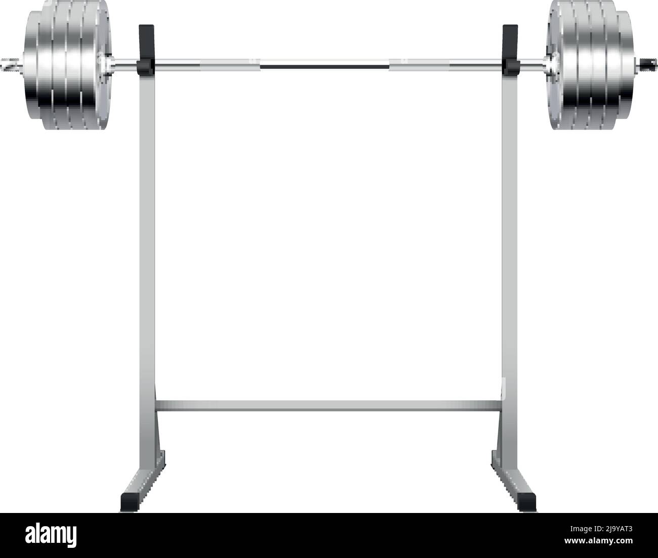 Sport metal barbell on rack on white background realistic vector ...