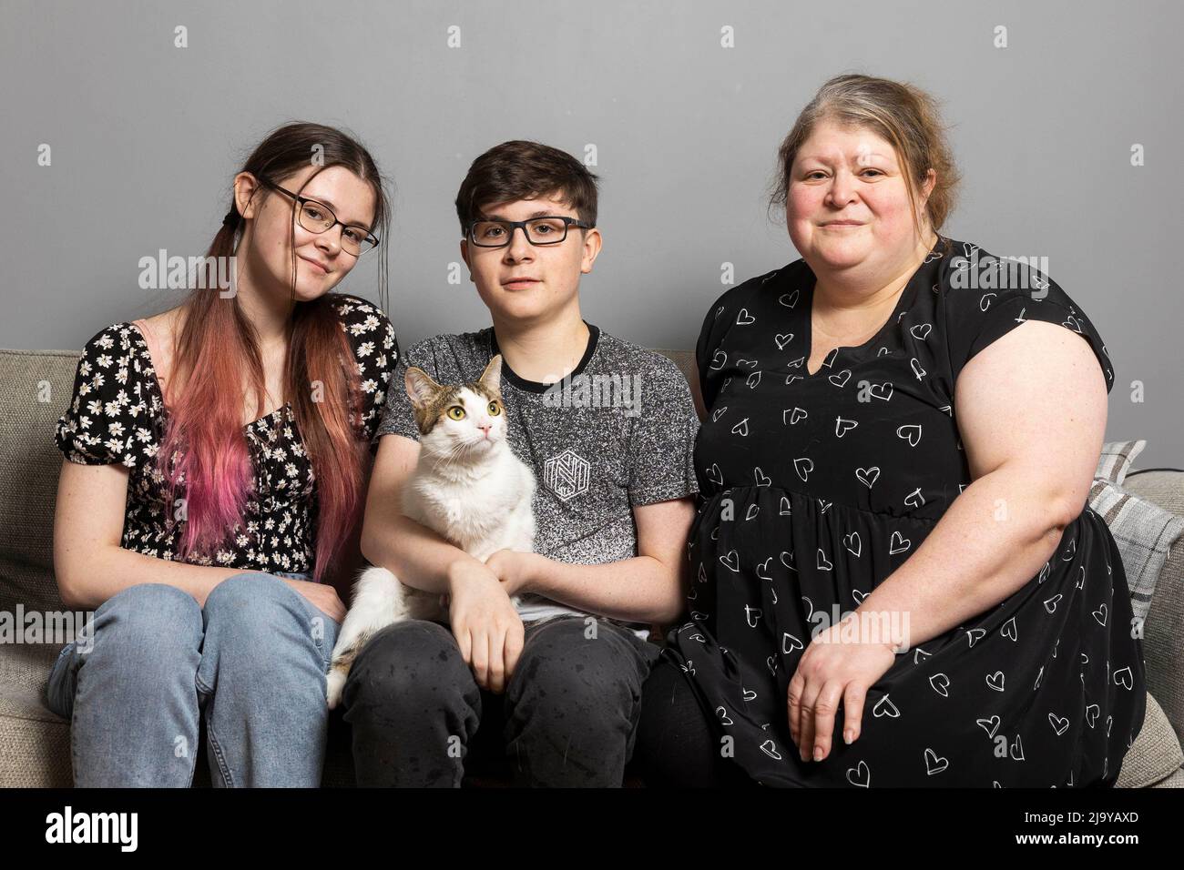 EDITORIAL USE ONLY Lucy Batchelor with her children Loren, age 15 and ...