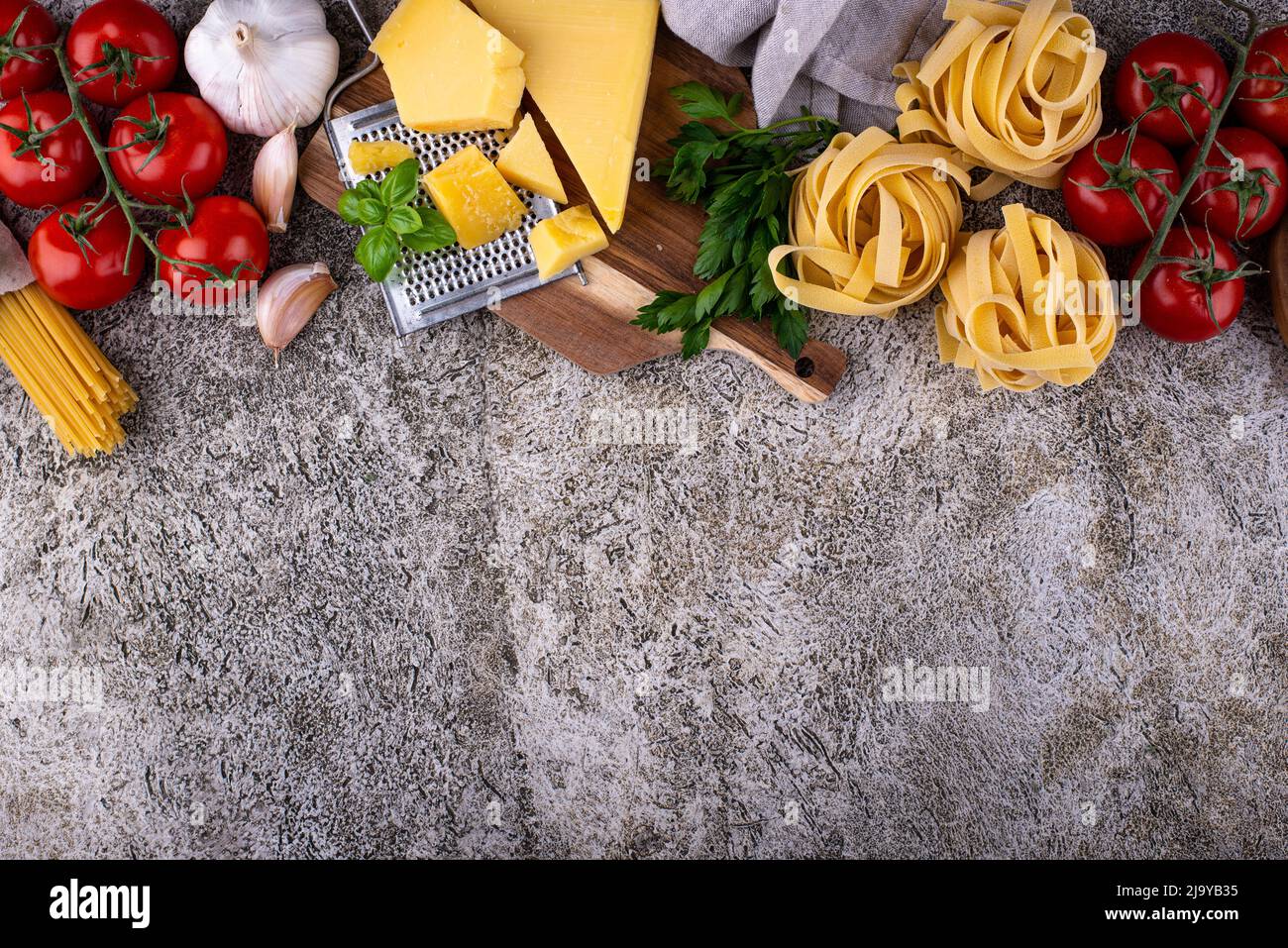 Italian food cooking background with pasta Stock Photo - Alamy