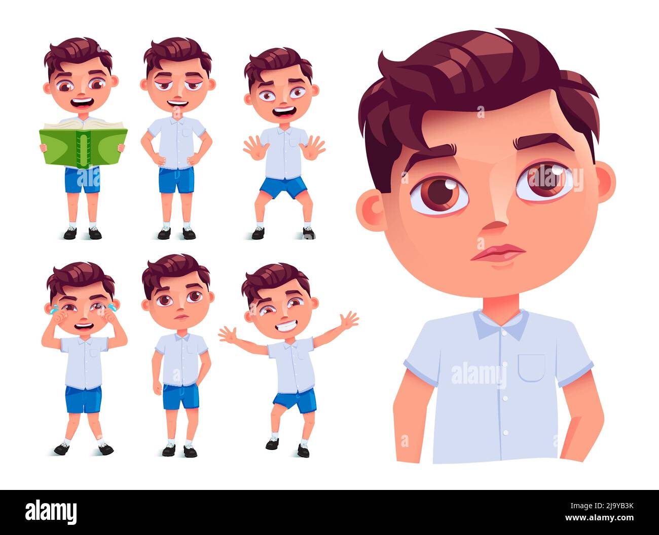 School boy vector character set design. Male student characters ...