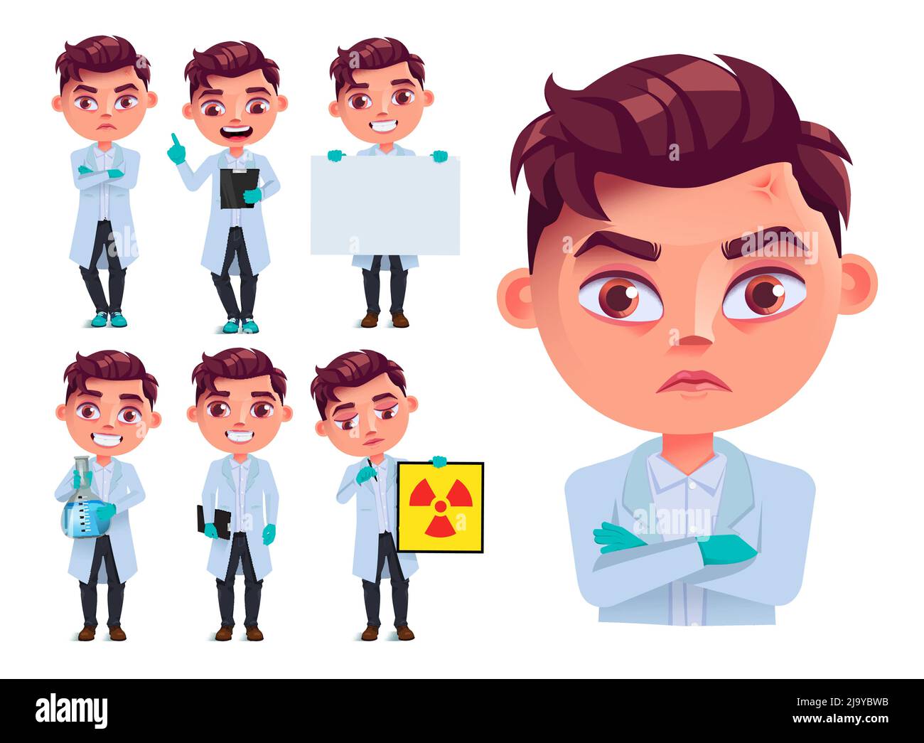 Student experiment vector character set. Boy student characters ...